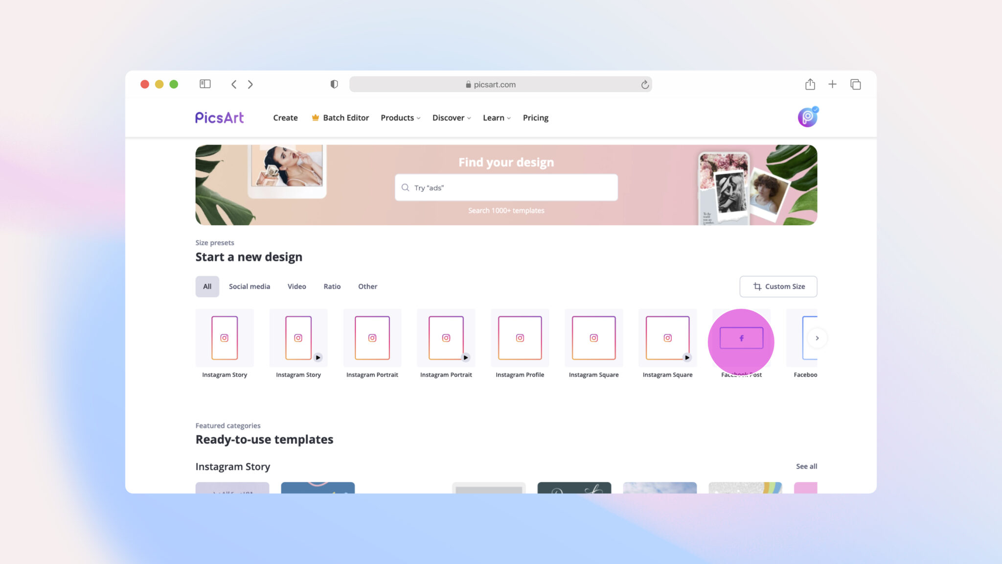 choose fb template 1 - Picsart Blog