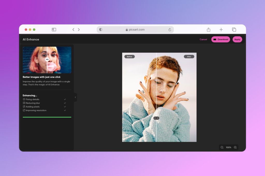 How to make pictures clearer with AI | Picsart